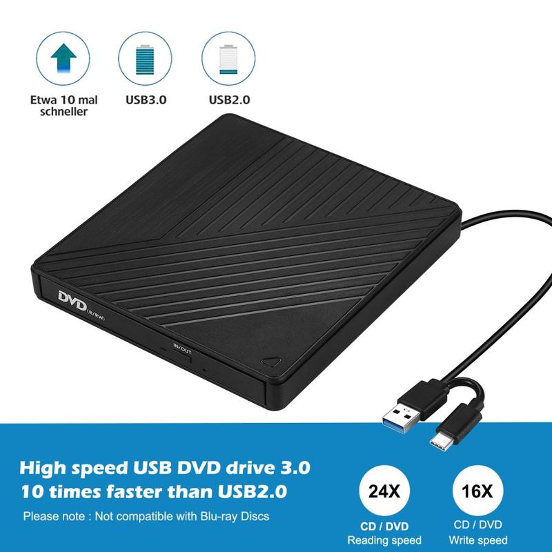 005 External USB-C/USB Optical Drive with SD/TF Card Reader - CD/DVD ...
