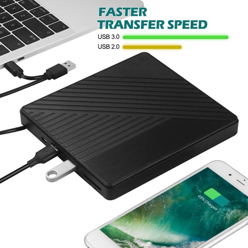 005 External USB-C/USB Optical Drive with SD/TF Card Reader - CD/DVD ...