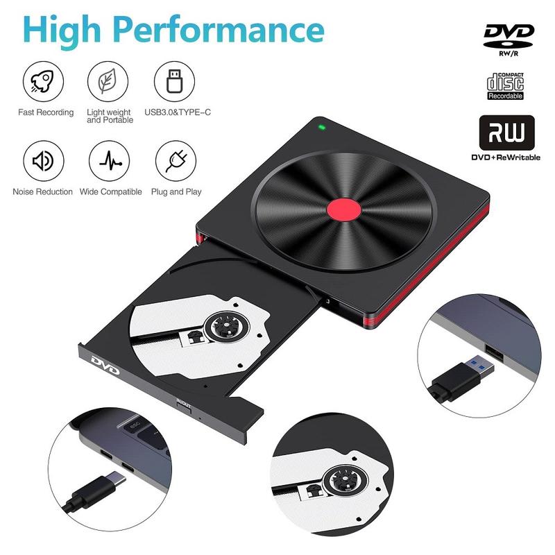 048 Portable DVD-RW External USB Optical Drive Laptop DVD Burner ...