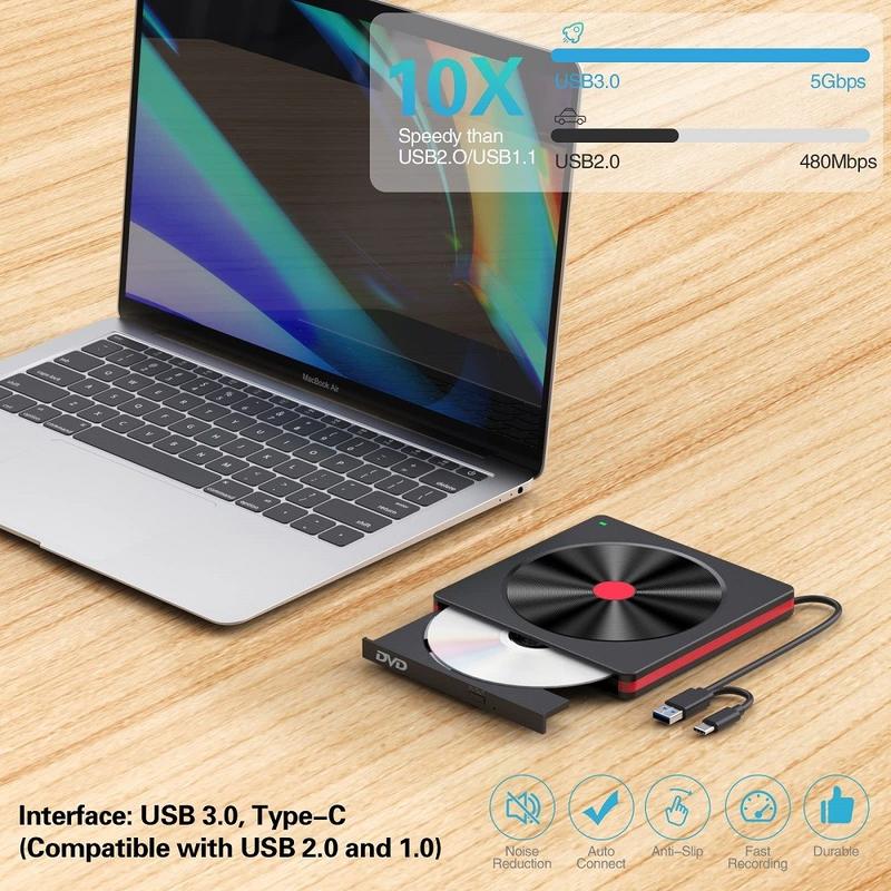 048 Portable DVD-RW External USB Optical Drive Laptop DVD Burner ...