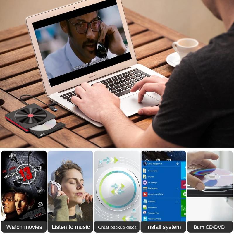 048 Portable DVD-RW External USB Optical Drive Laptop DVD Burner ...