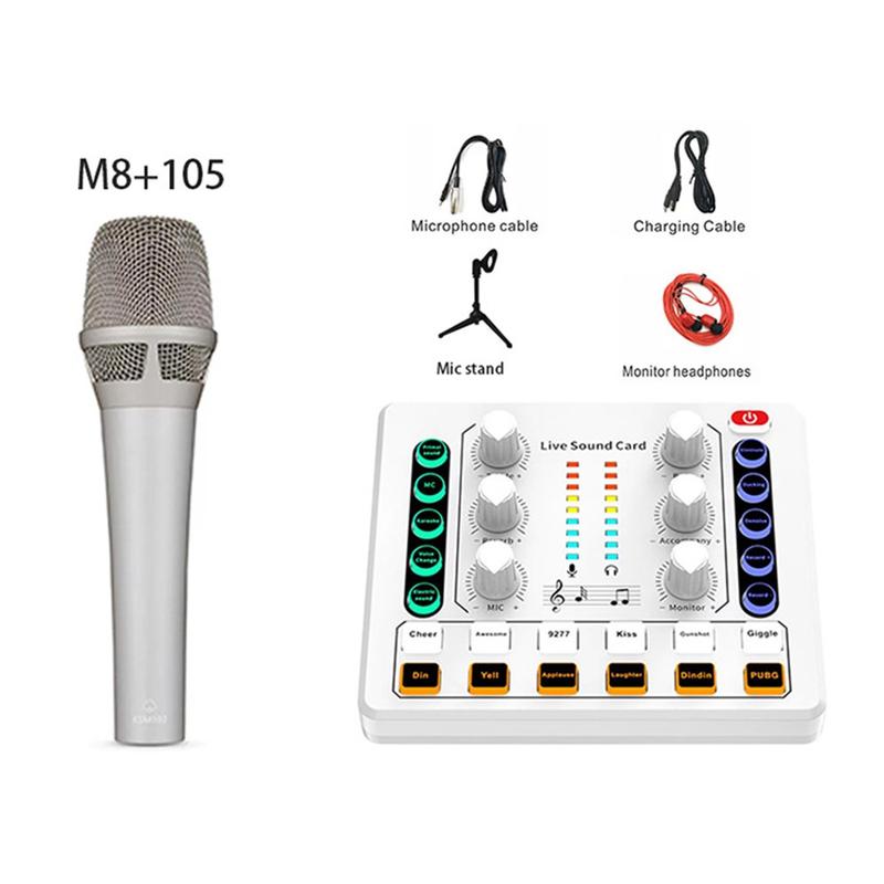 105+M8 BM800 Condenser Microphone Kit Sound Card for Music Recording ...