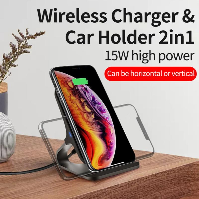 15W Qi Wireless Charger Mobile Phone Desk Fast Charging Stand for ...