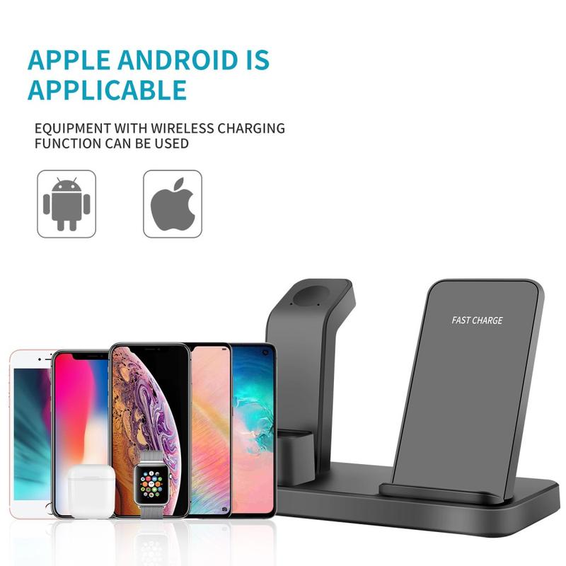 3 in 1 Desktop Vertical Wireless Charger Fast Charging Stand for iPhone ...