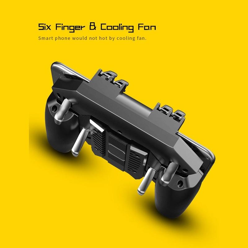 AK77 Mobile Game Controller PUBG Game Controller Gamepad with 6 Finger Gaming Trigger and ...