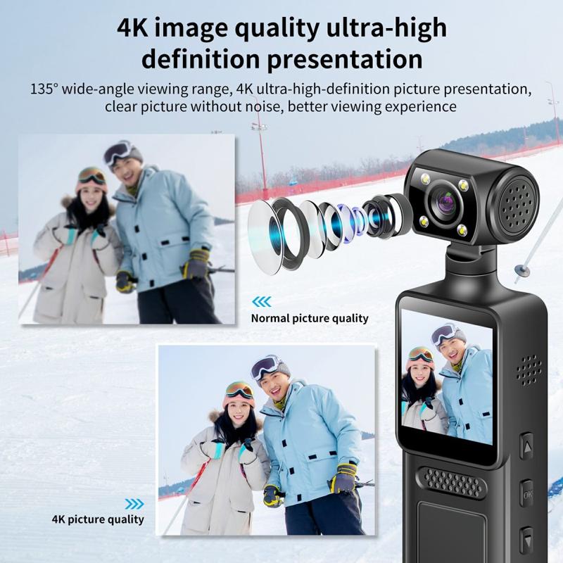 Anti-Shake 4K Sports Action Camera with Night Vision - Black
