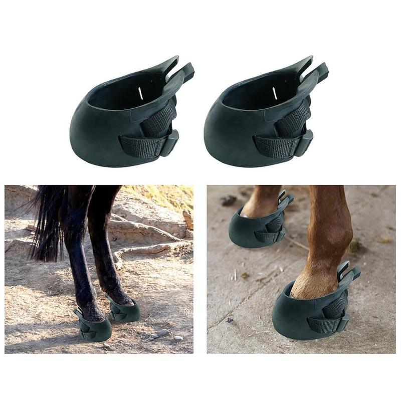 Anti-Slip Rubber Hoof Boots for Horses - Size XL - 2 Pcs. - Black