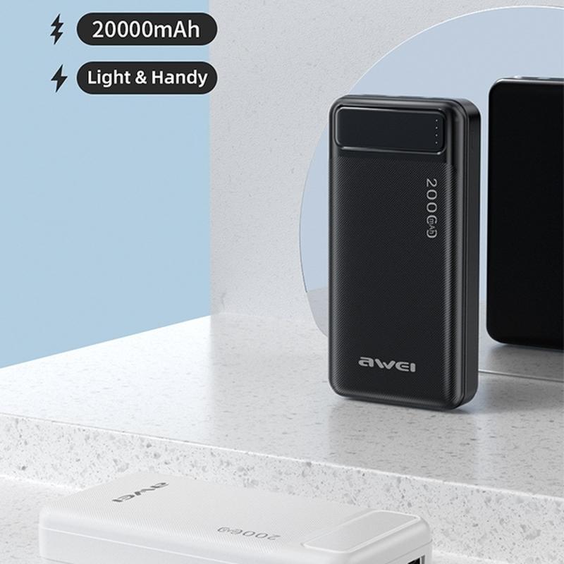 Awei P6K Dual USB Power Bank 20000mAh - Black