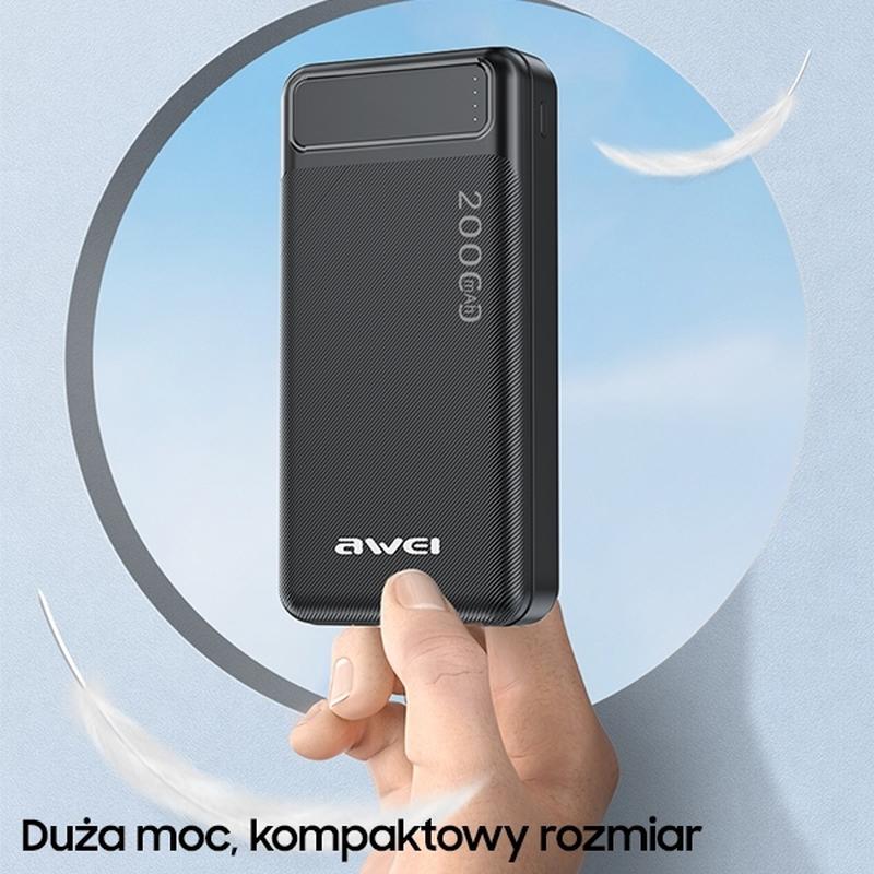 Awei P6K Dual USB Power Bank 20000mAh - Black