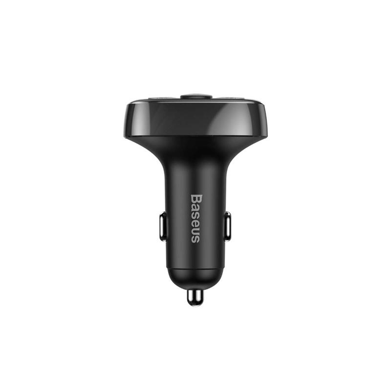 Baseus Bluetooth FM Transmitter w. Car Charger - 2xUSB, microSD - Black