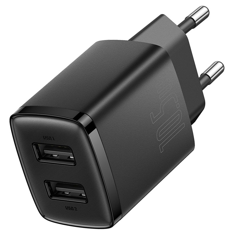 Baseus Compact Wall Charger with 2 USB Ports - 10.5W