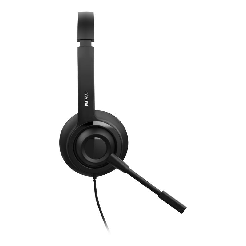 Deltaco Noise Cancelling USB Mono Headset - Black