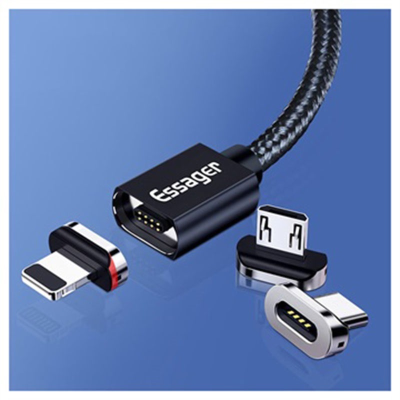 Essager 3-in-1 Magnetic Cable - USB-C, Lightning, MicroUSB - 1m