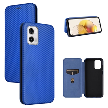 Motorola Moto G73 Flip Case with Card Slot - Carbon Fiber