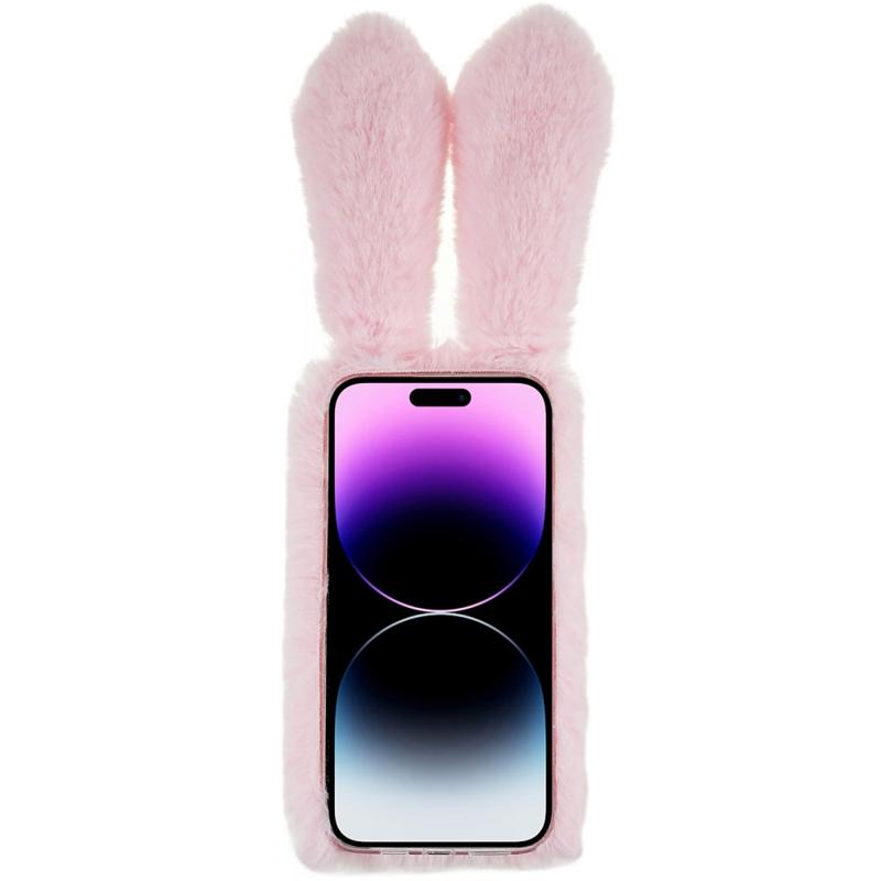 Furry Winter Bunny Ears iPhone 14 Pro Max Case with Glitter