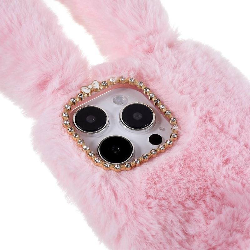 Furry Winter Bunny Ears iPhone 14 Pro Max Case with Glitter