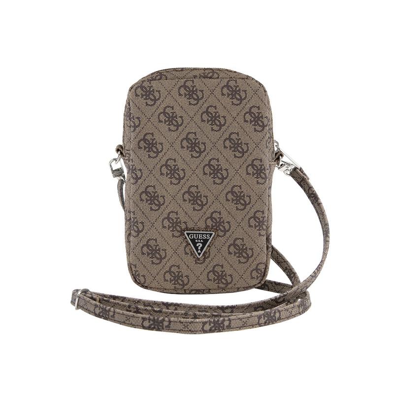 Guess 4G Triangle Logo Smartphone Shoulder Bag - Brown