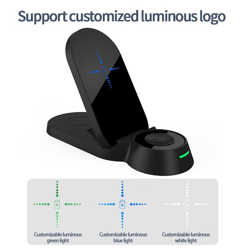 H22 Foldable 3-in-1 Wireless Charger 15W Fast Charging Stand Dock for ...