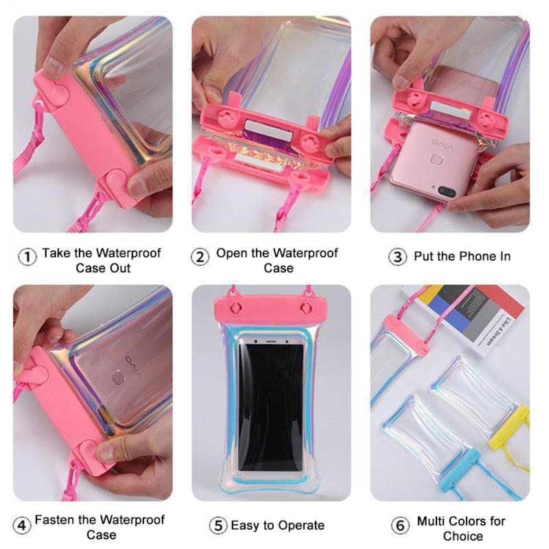 Holographic Floating Smartphone Waterproof Case w. Lanyard - Blue