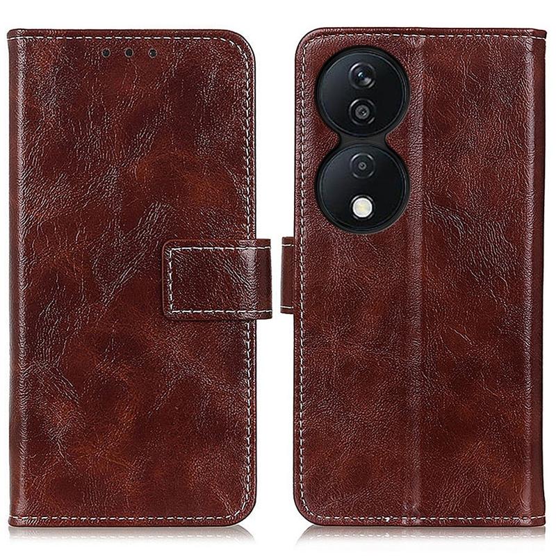 Honor X7b Wallet Case with Magnetic Closure - Brown