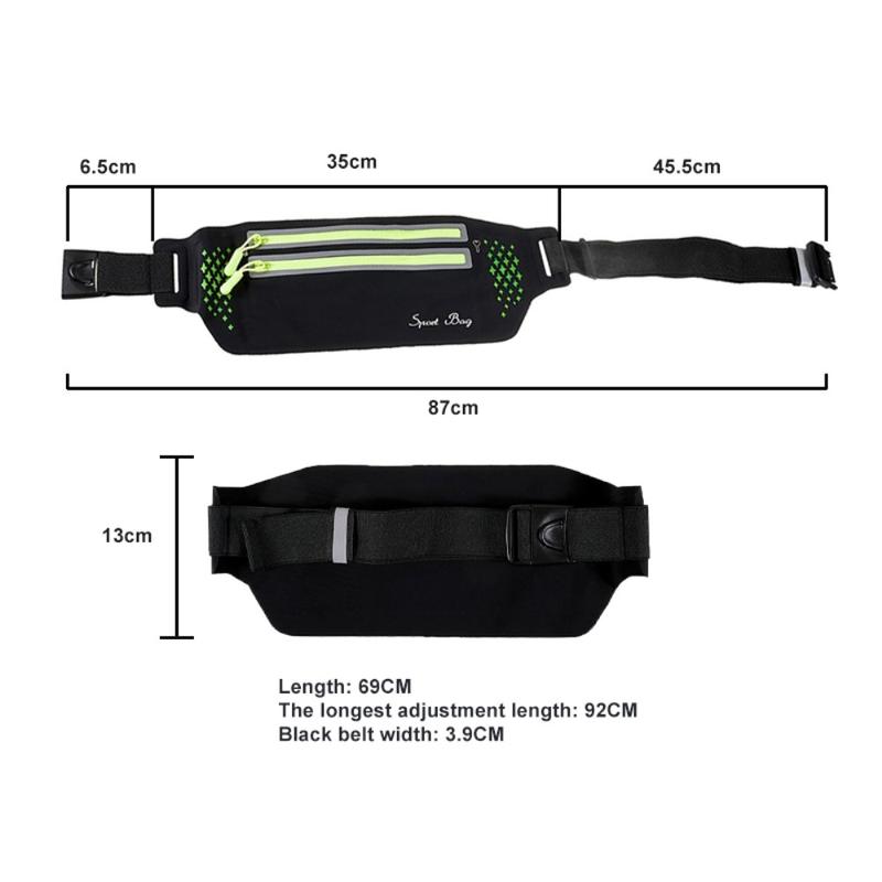 Lightweight Running Belt Bag with Reflective Strip and Zipper Pockets ...