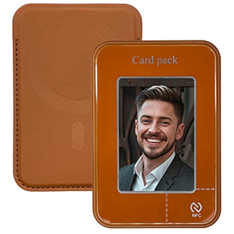 Magnetic E-Ink Card Holder / Wallet w. NFC Display Projection - Brown