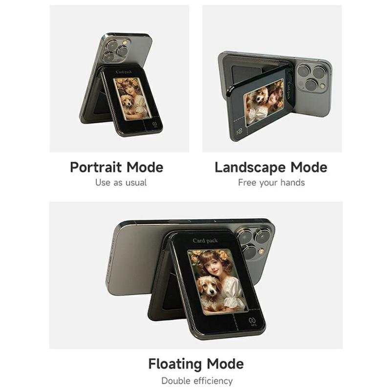 Magnetic E-Ink Card Holder / Wallet w. NFC Display Projection - Brown