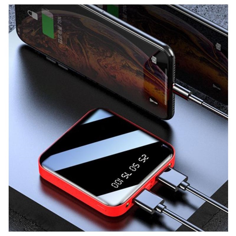 Mini Fast Power Bank 10000mAh - 2x USB - Red