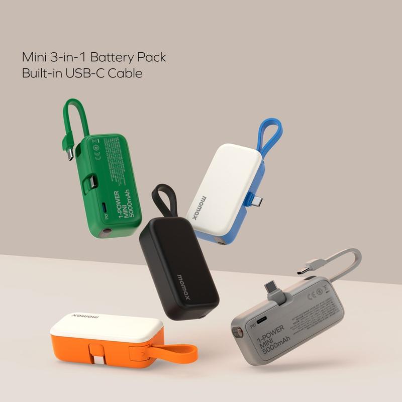 Momax 1-Power Mini Pop Art USB-C Power Bank 5000mAh - Titanium Grey