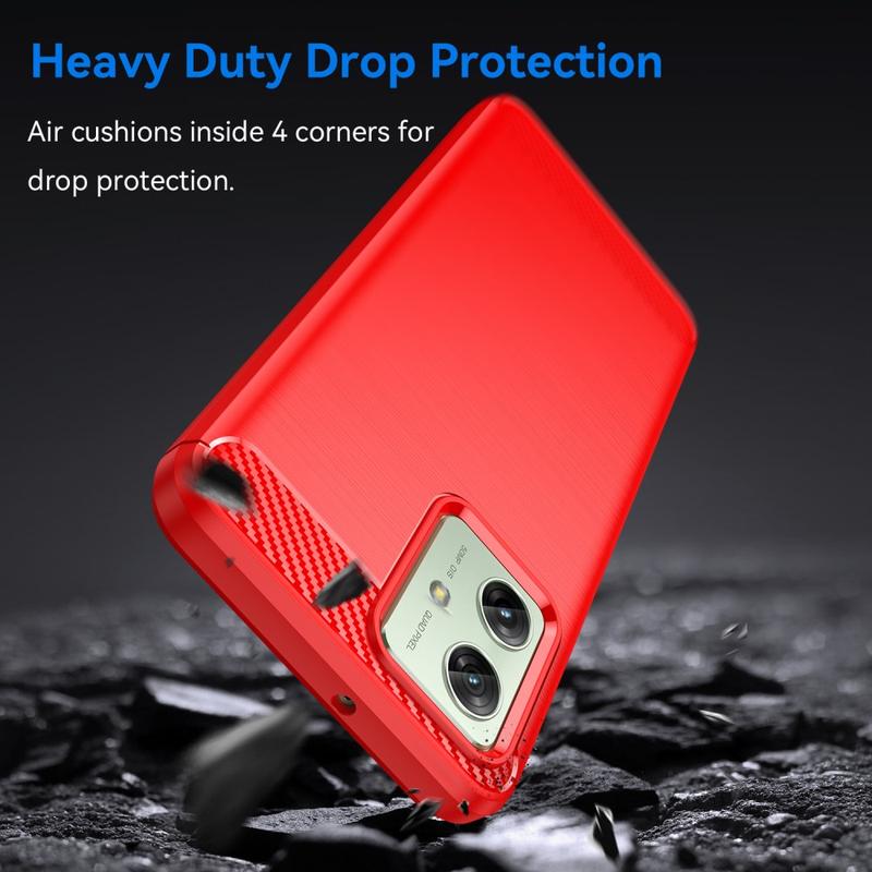Motorola Moto G54 Brushed TPU Case - Carbon Fiber - Red