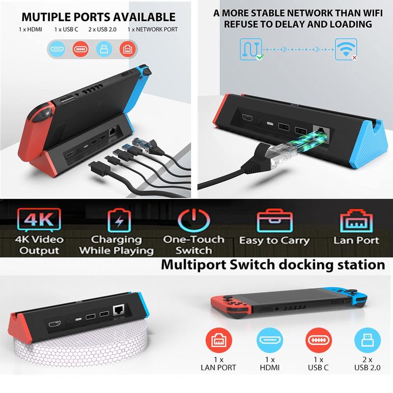 Multi-Port Charging Dock for Nintendo Switch / Switch OLED (LAN Model ...