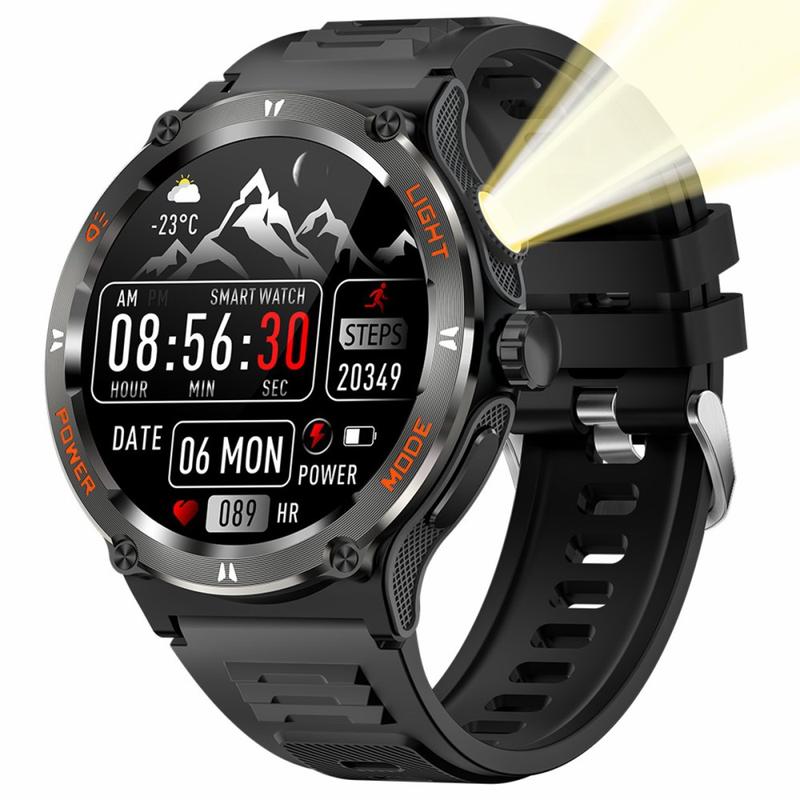 Outdoor-Style Waterproof Smartwatch KT76 w. Compass, Flashlight - 1.53 ...
