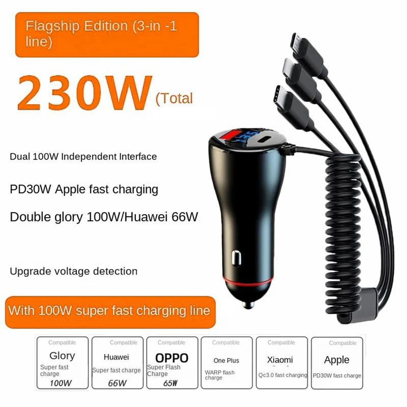 PD 30W Fast Car Charger with 100W Super Fast Charging Cable Multi ...