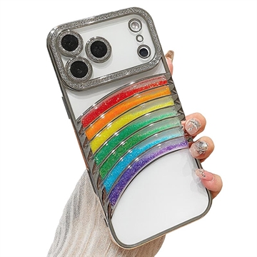 iPhone 17 Pro Rainbow Quicksand Hybrid Case with Rhinestone Camera ...