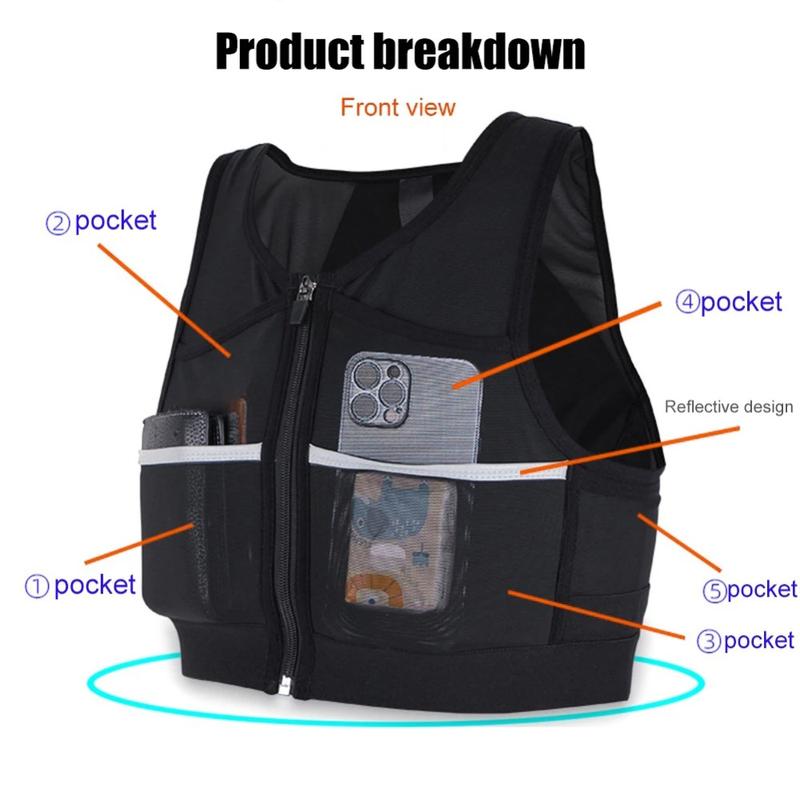 Running Vest with Pockets and Reflective Lines - Size Large