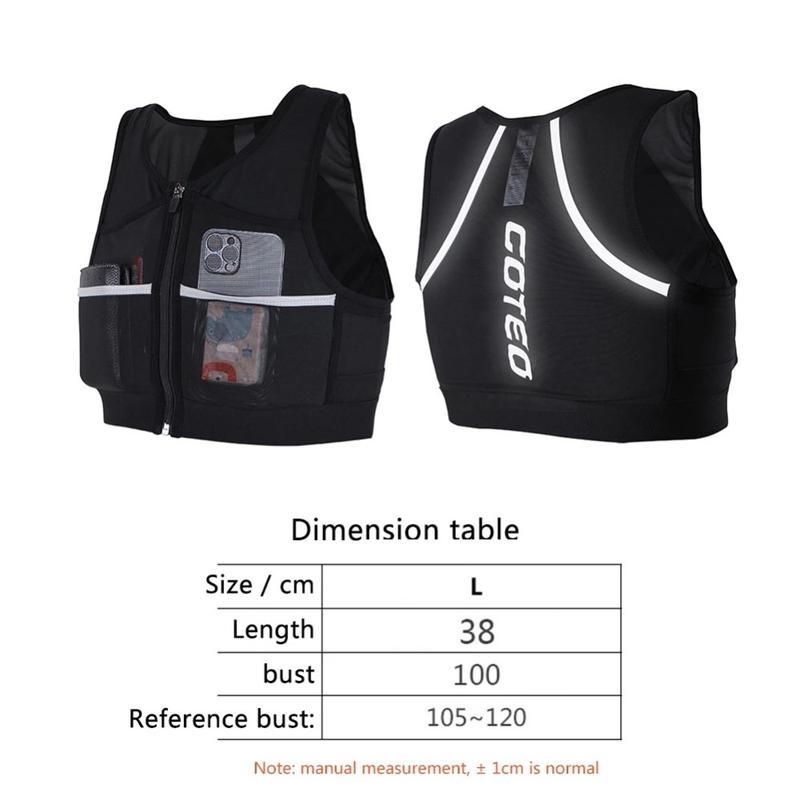 Running Vest with Pockets and Reflective Lines - Size Large