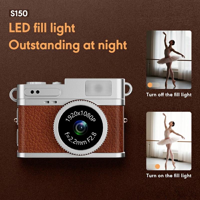 S150 Retro Mini Camera with Necklace - Brown