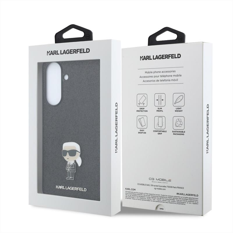Samsung Galaxy A37 Karl Lagerfeld Fixed Glitter Metal Ikonik Case - Black