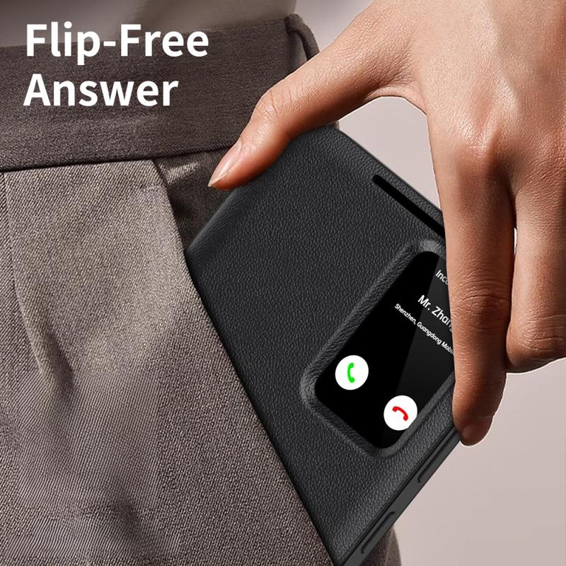 Samsung Galaxy S25 Ultra Smart Clear View Flip Case with Card Slot - Black