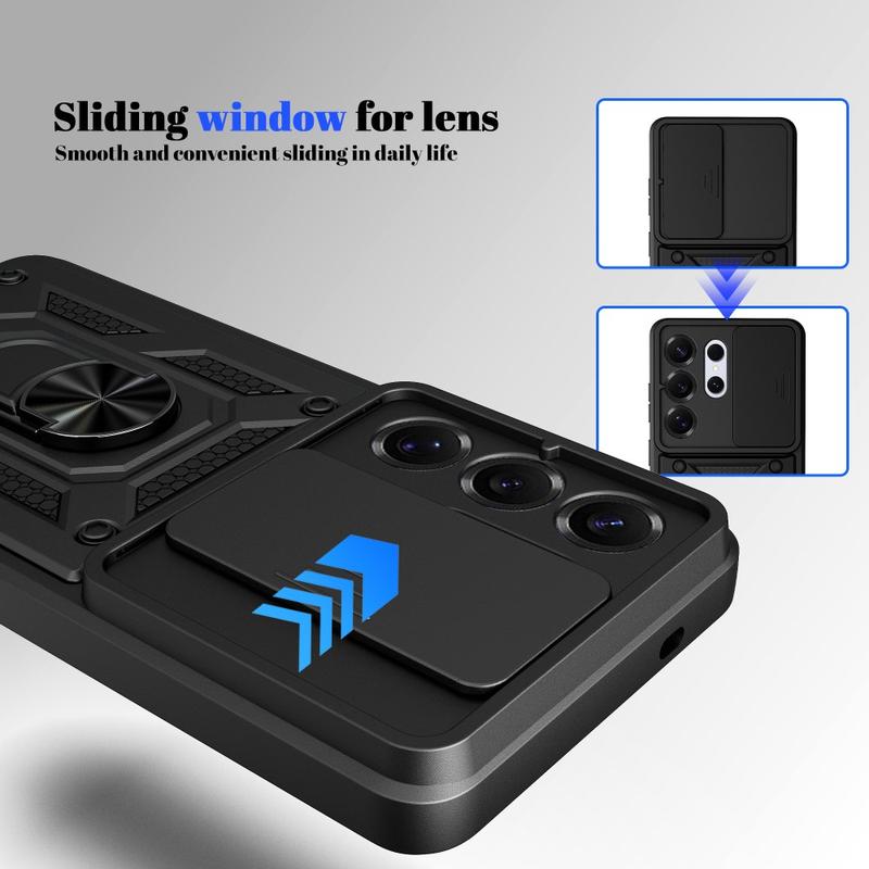 Samsung Galaxy S26 Ultra Rotary Ring Hybrid Case with Camera Shield - Black