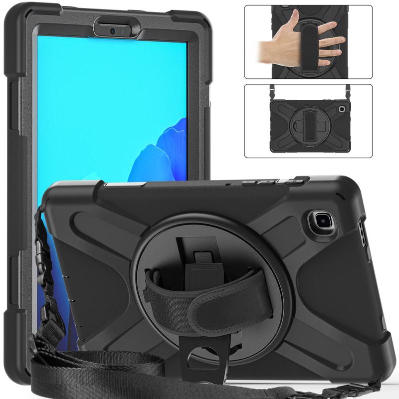 Samsung Galaxy Tab A7 Lite Heavy Duty 360 Case with Hand Strap - Black
