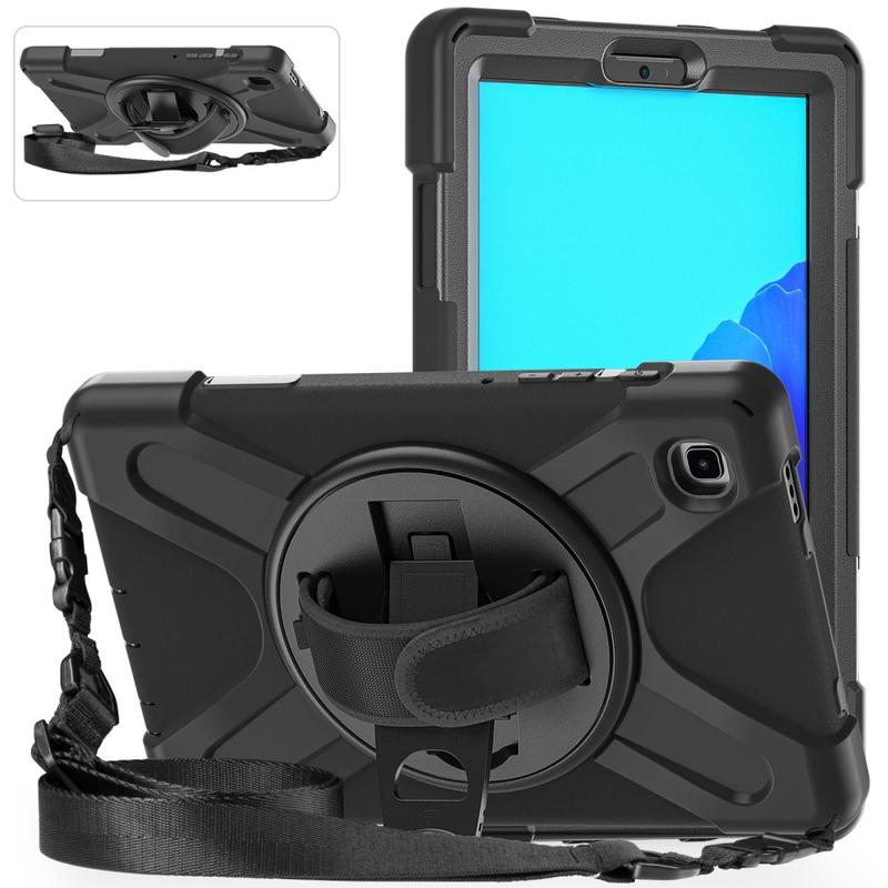Samsung Galaxy Tab A7 Lite Heavy Duty 360 Case with Hand Strap - Black
