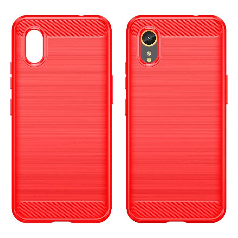 Samsung Galaxy Xcover7 Brushed TPU Case - Carbon Fiber - Red