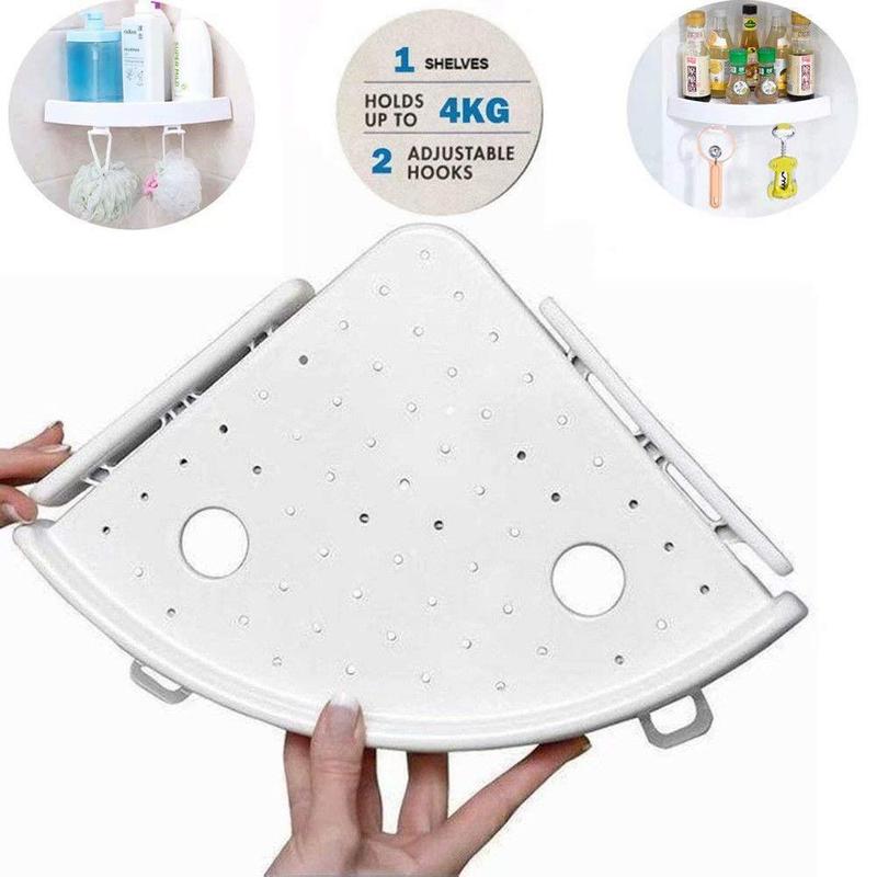 Screw-Free Plastic Corner Shelf for Bathroom - 23cm