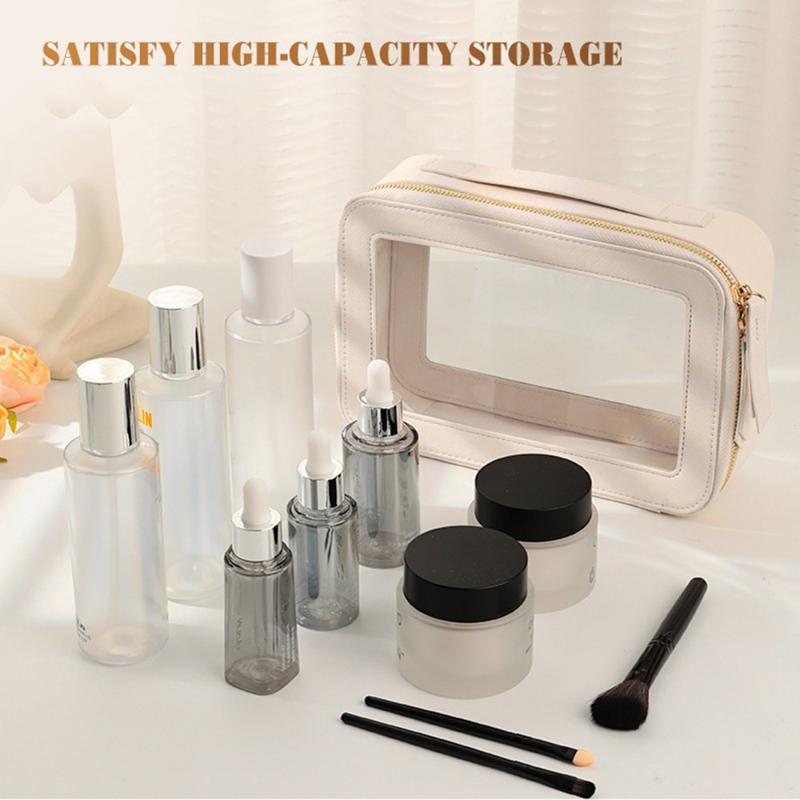 Single Layer Transparent Makeup Bag Waterproof PU Leather Cosmetic Bag