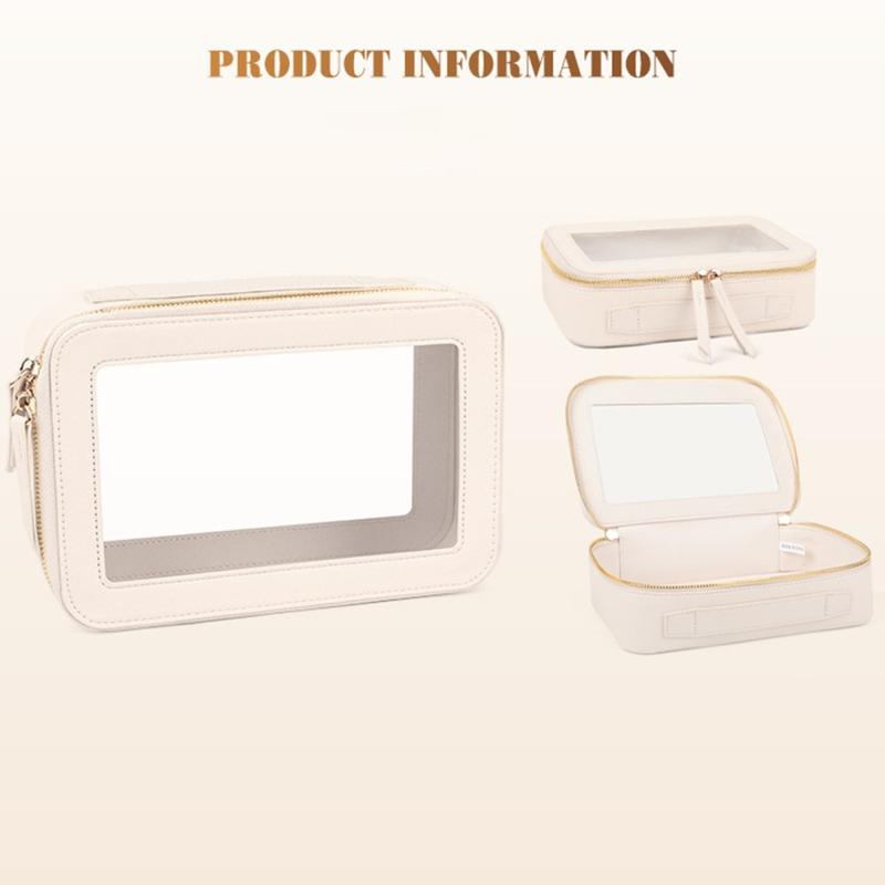 Single Layer Transparent Makeup Bag Waterproof PU Leather Cosmetic Bag