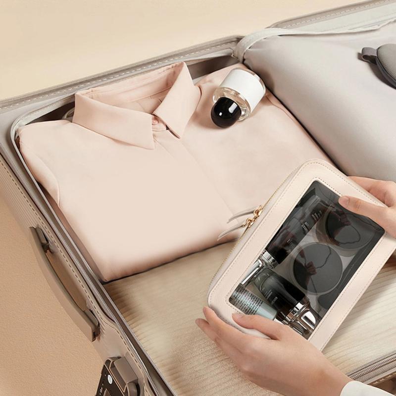 Single Layer Transparent Makeup Bag Waterproof PU Leather Cosmetic Bag