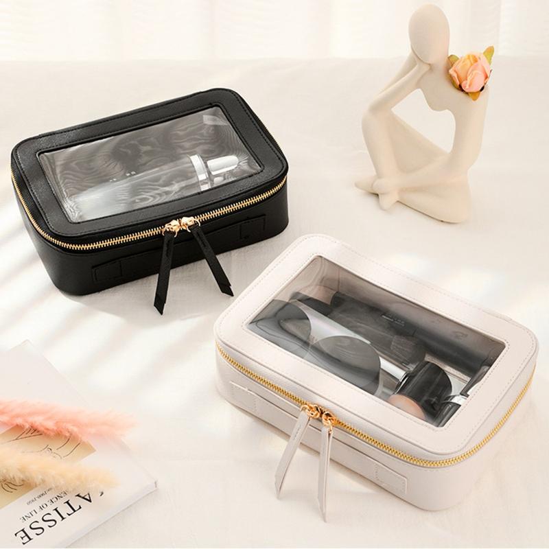 Single Layer Transparent Makeup Bag Waterproof PU Leather Cosmetic Bag