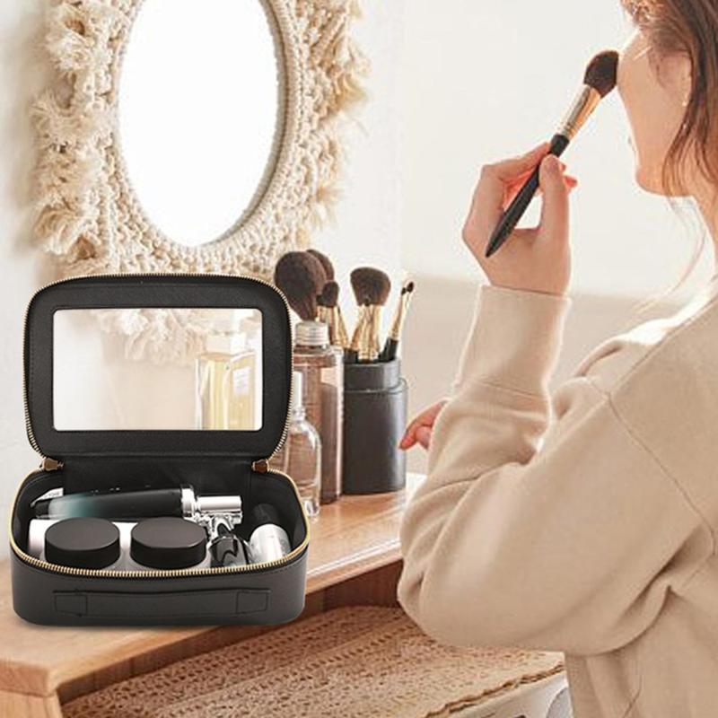 Single Layer Transparent Makeup Bag Waterproof PU Leather Cosmetic Bag