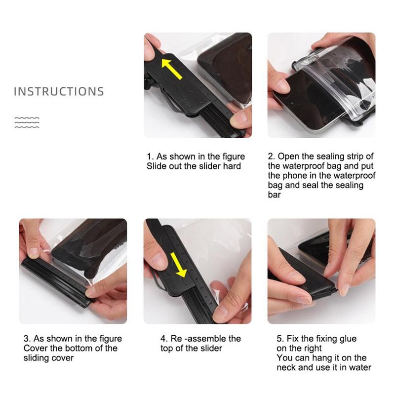 Sliding Mechanism Smartphone Waterproof Case - 7.2 - Black